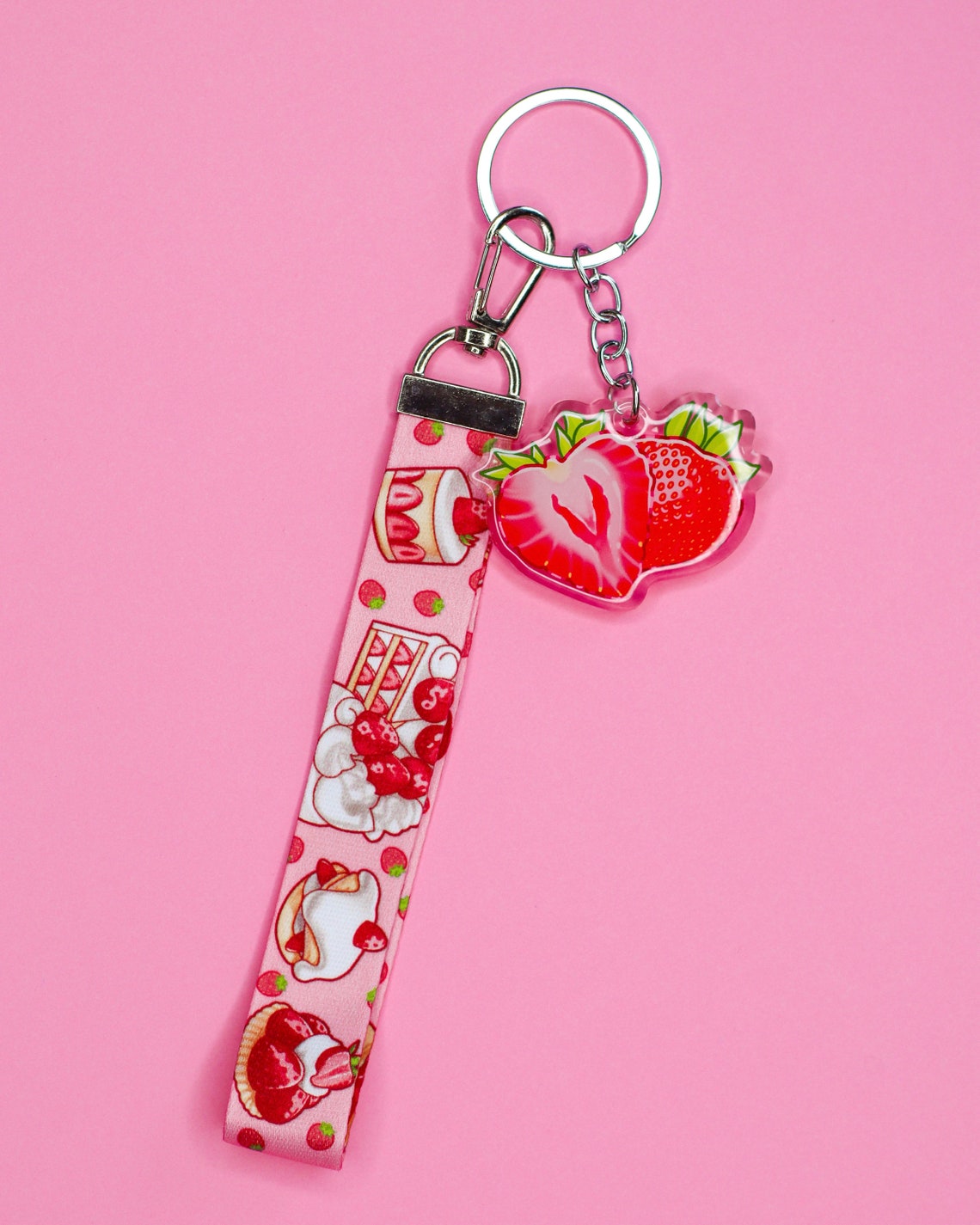 Strawberry Dessert Lanyard and Keychain - Etsy