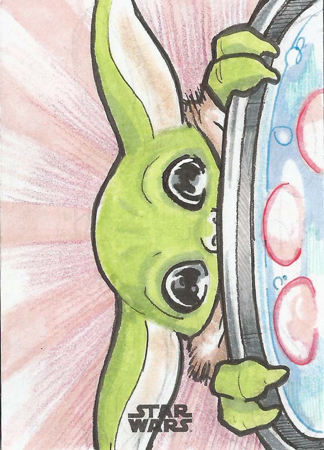Grogu Star Wars Licensed Sketch Card Topps - Etsy