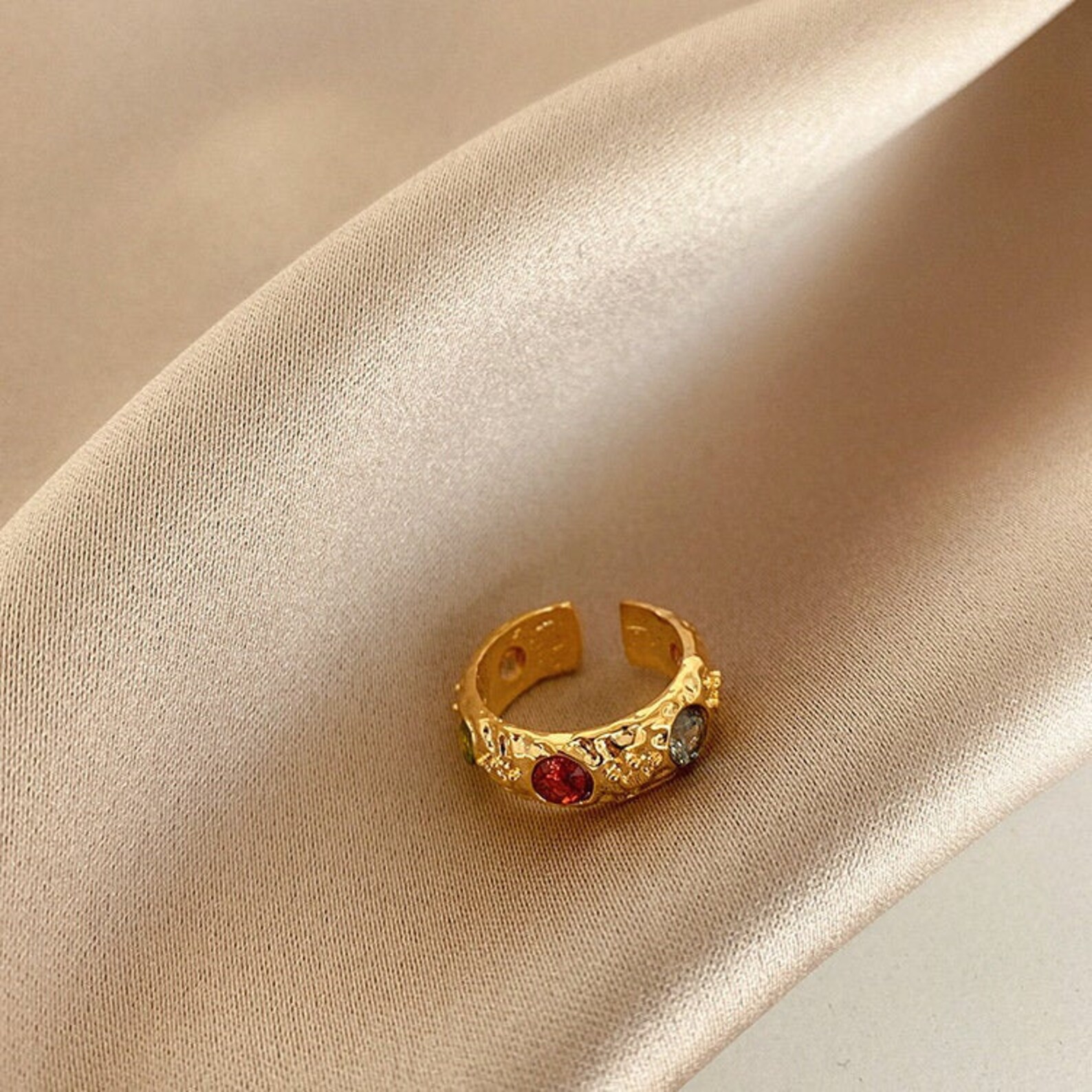 Chunky Gold Y2K Ring Chunky Gold Band Ring Rhinestones Ring | Etsy