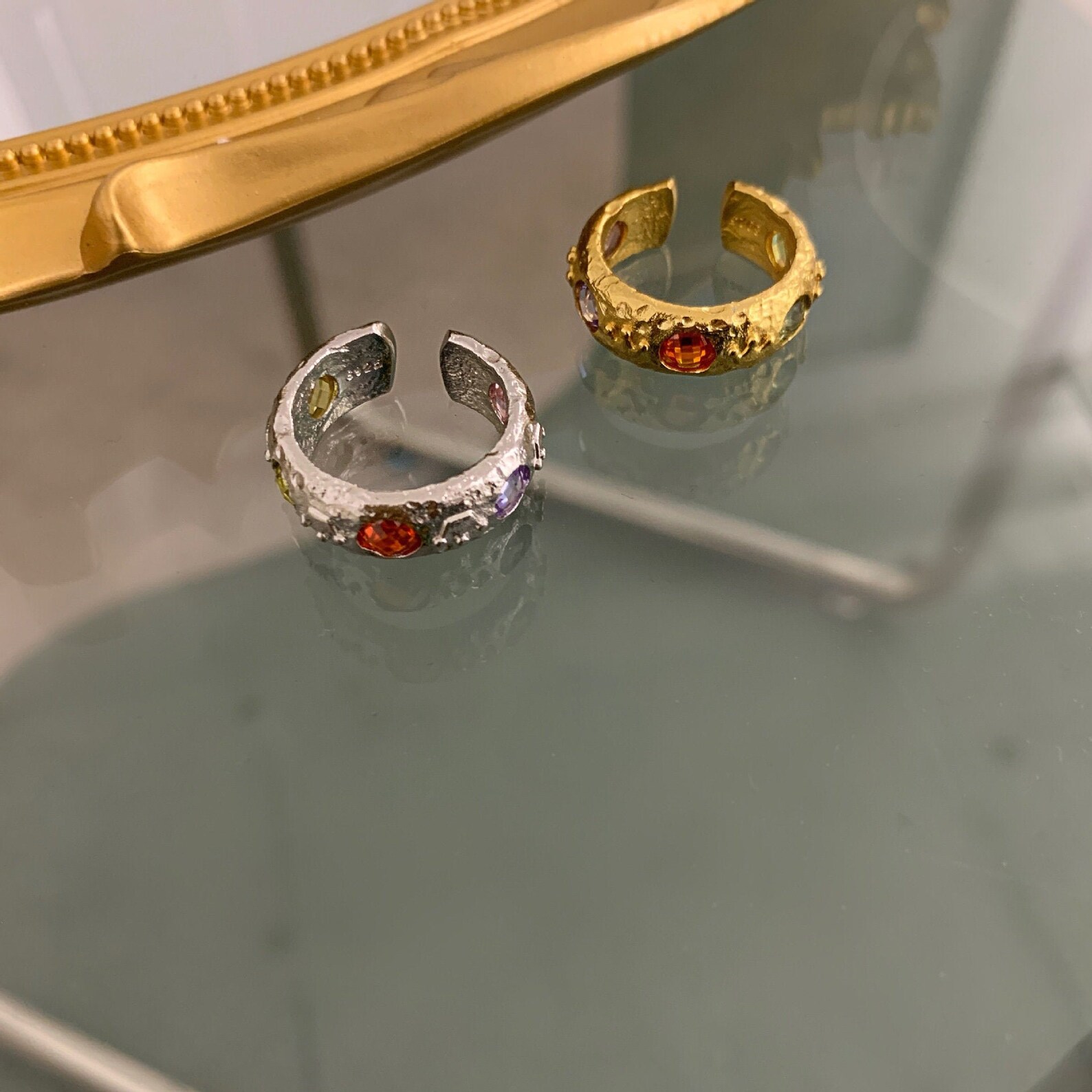 Chunky Gold Y2K Ring Chunky Gold Band Ring Rhinestones Ring | Etsy