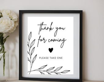 Round Thank You Sign Printable | Minimalist Wedding Sign | Bridal ...