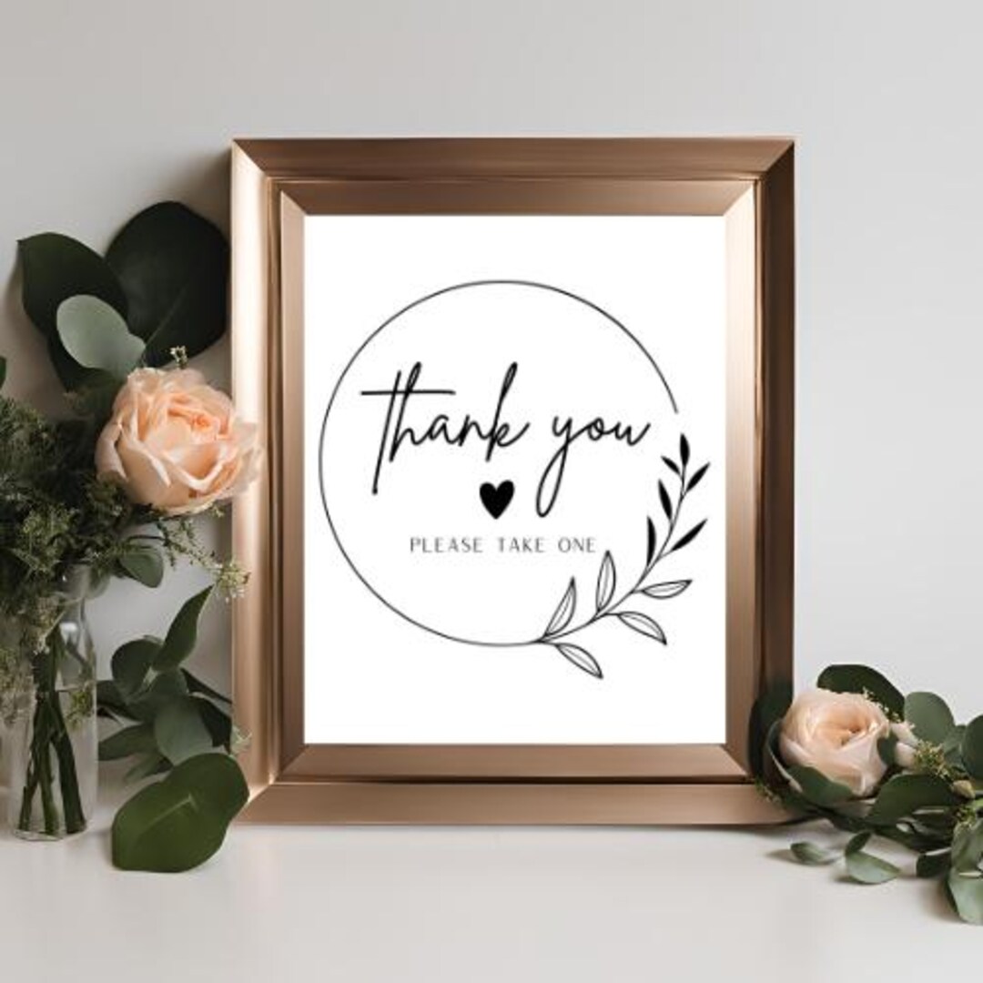 Round Thank You Sign Printable | Minimalist Wedding Sign | Bridal ...
