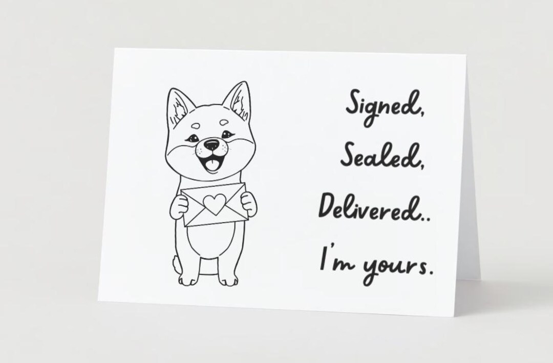 Printable Dog Valentine’s Day Coloring Cards | Cute Yorkie, Husky ...