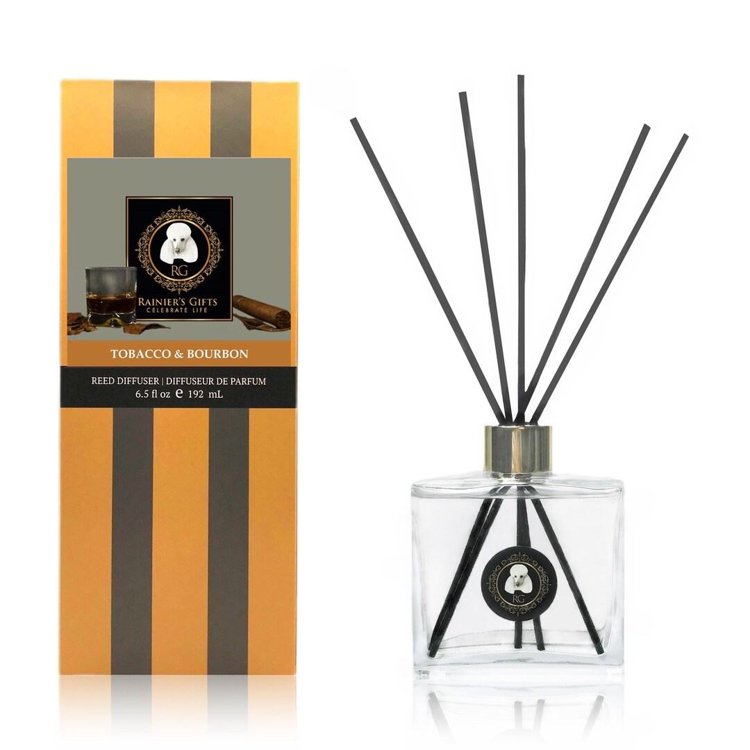 Rainier’s Gifts Reed Diffuser – Tobacco & Bourbon – 6.5 Fl Oz (192 Ml ...