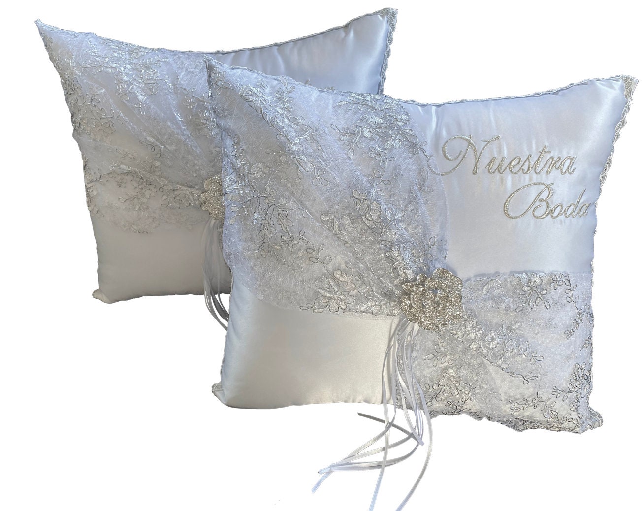 Wedding Kneeling Pillows Set, Embroidered Nuestra Boda Kneeling Pillows ...