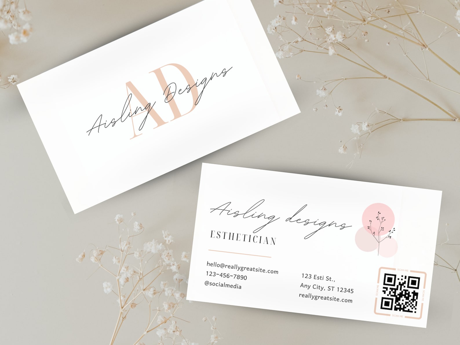 Esthetician Business Card Template- Canva Template- Small Business ...