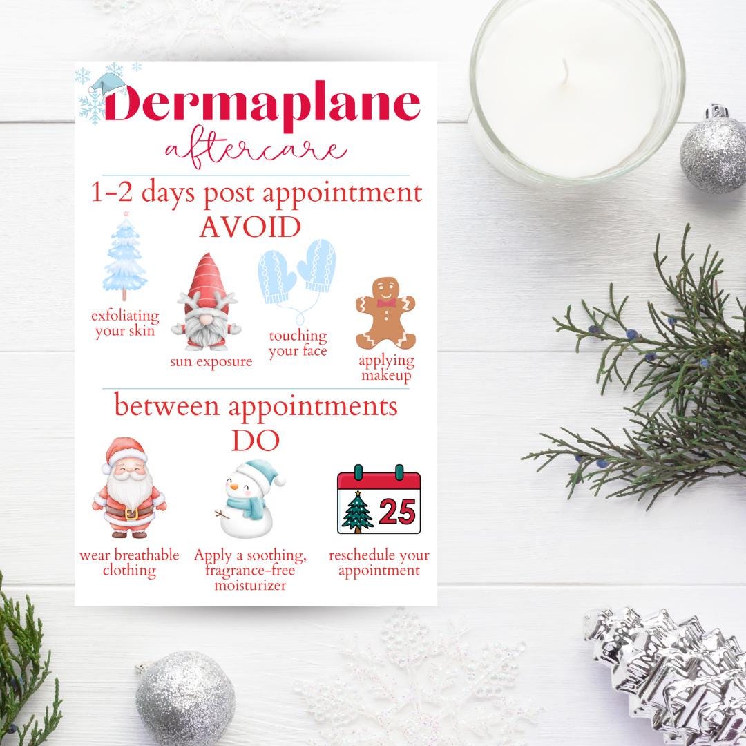 Christmas Dermaplaning Aftercare Cards | Esthetician Services | Thank ...
