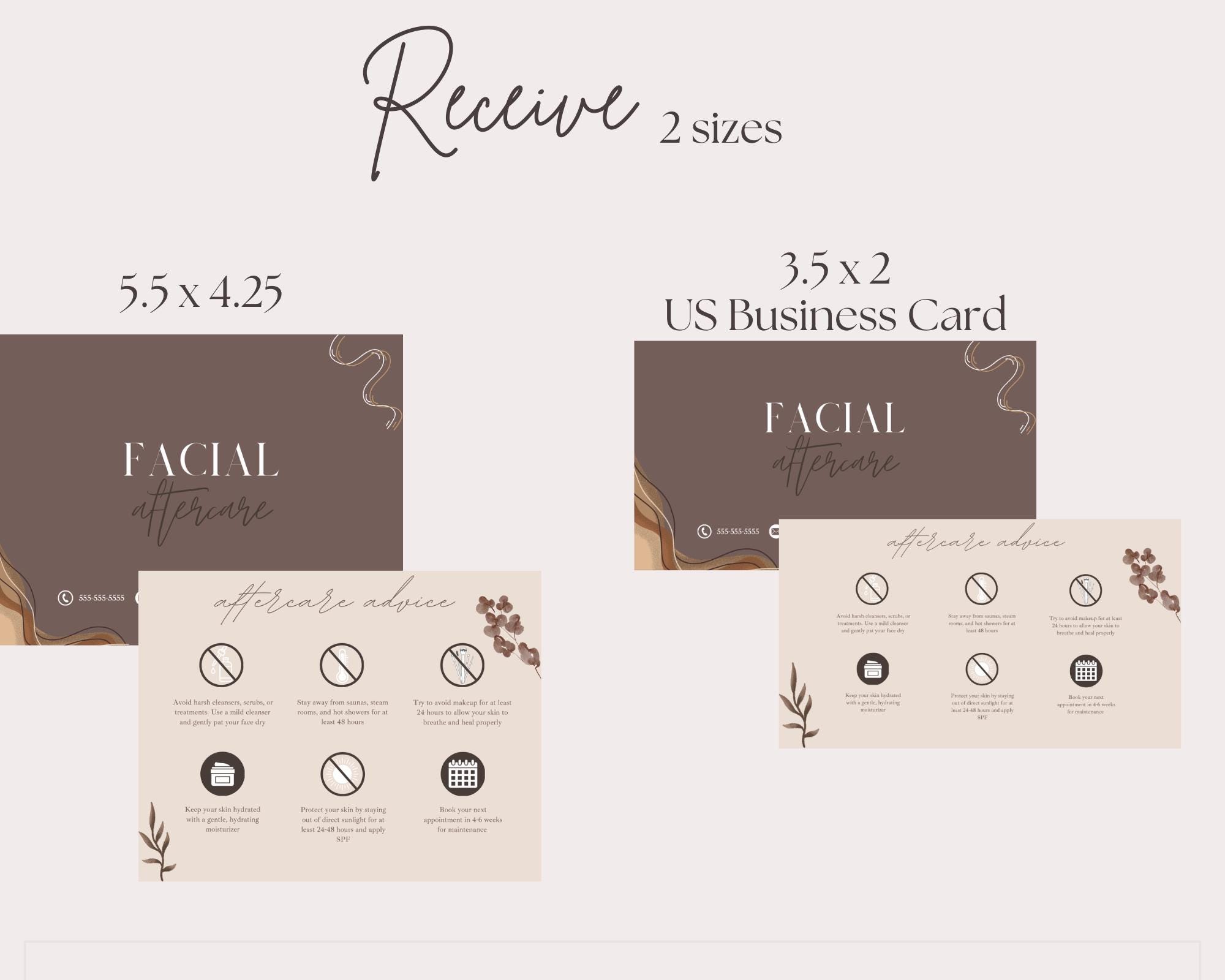 Facial Aftercare Cards | Esthetician Services | Thank You Cards ...