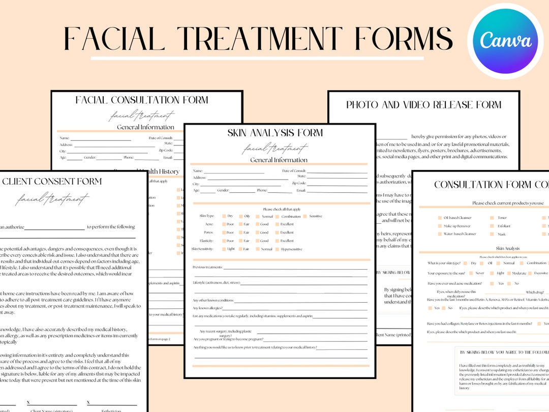 Facial Treatment Forms/ Esthetician/ Forms/ Skincare/ Consultation - Etsy
