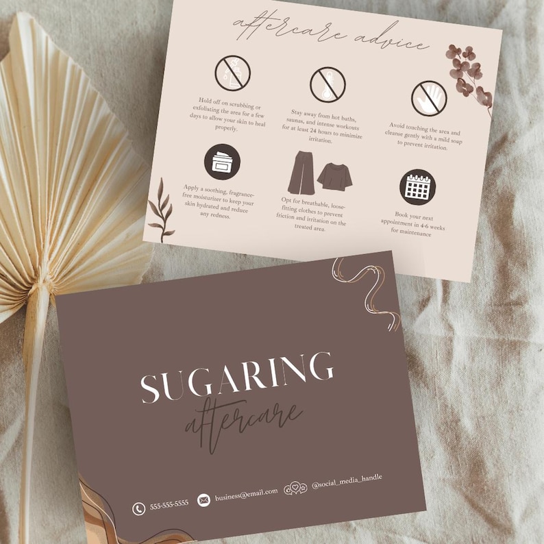 Sugaring Aftercare Cards | Esthetician Services | Thank You Cards ...