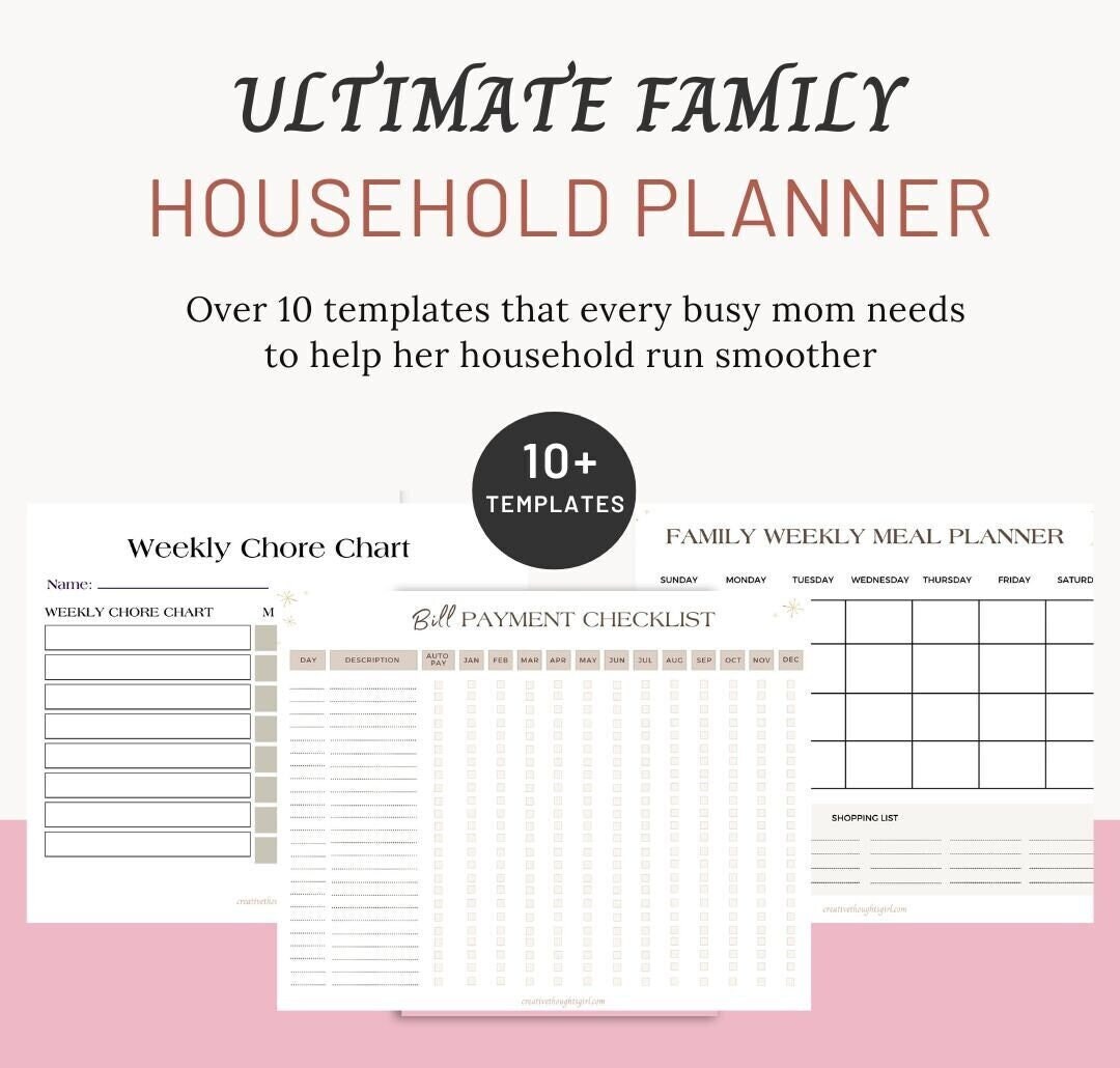 Family Household Planner| Printable Household Management Templates ...