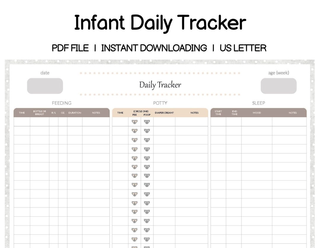 Printable Infant Daily Log, Baby Daily Tracker, Baby Schedule, Newborn ...