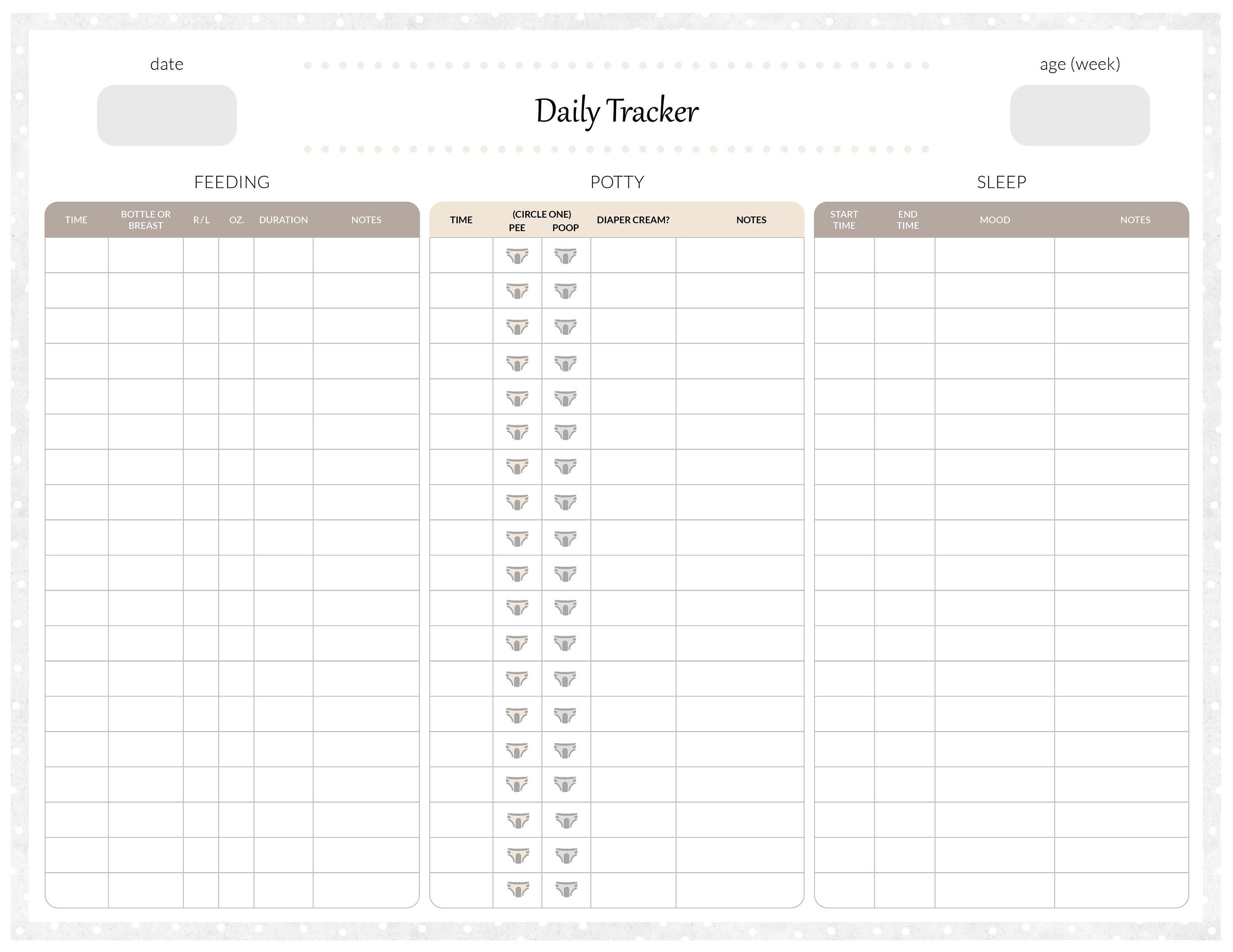 Printable Infant Daily Log, Baby Daily Tracker, Baby Schedule, Newborn ...