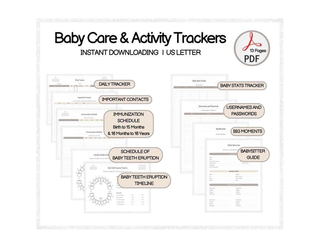 Printable Baby Trackers, Infant Daily Log, Baby Schedule, Teething ...
