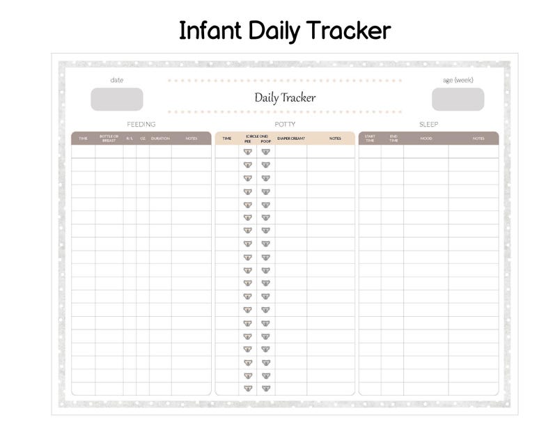 Printable Baby Trackers, Infant Daily Log, Baby Schedule, Teething ...