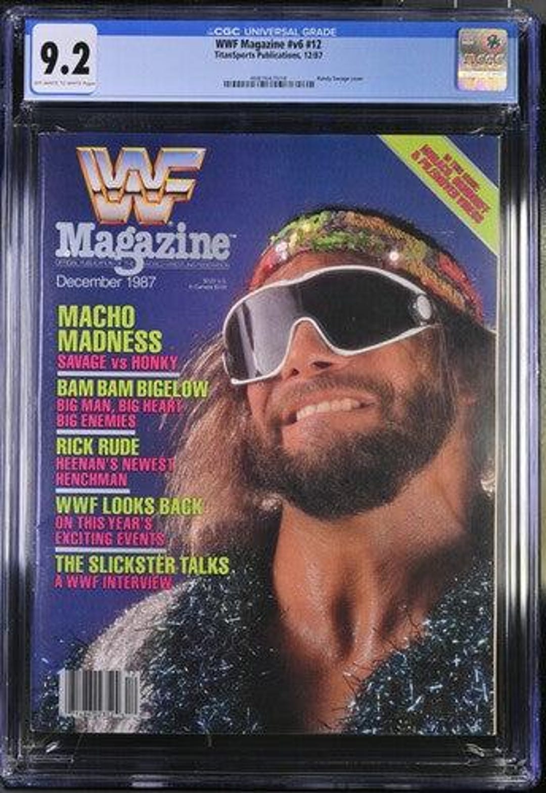 1987 WWF Magazine Graded Newsstand Magazine CGC 9.2 "macho Man" Randy ...