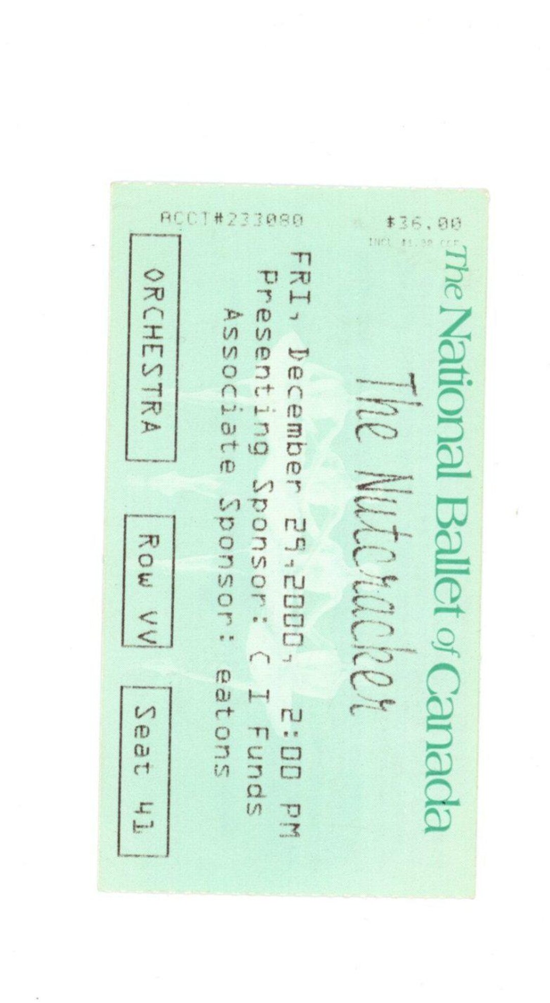 The Nutcracker Ballet Vintage Concert Ticket Stub toronto, 2000 - Etsy
