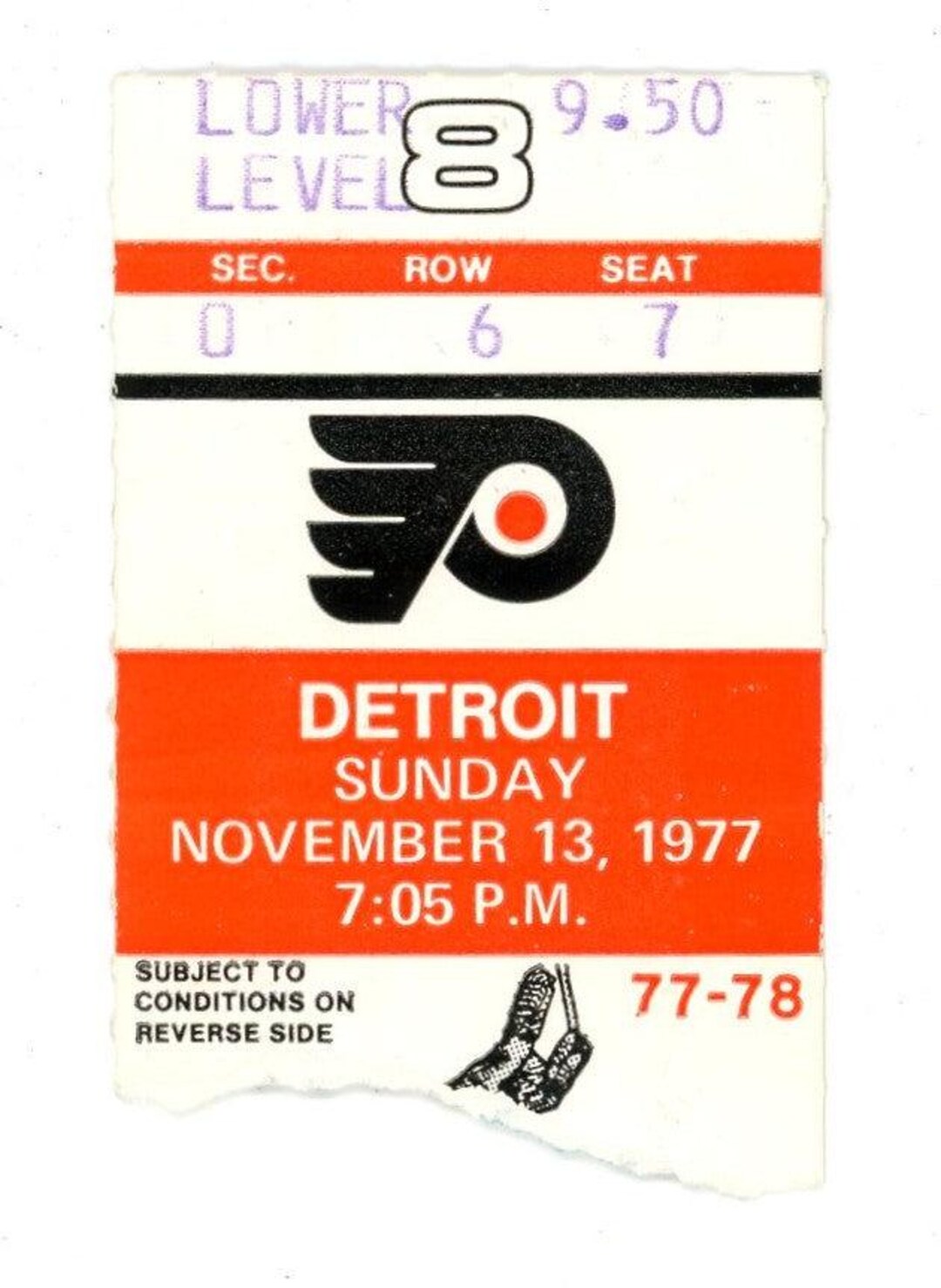 Flyers Vs. Red Wings Vintage Ticket Stub the Spectrum (philadelphia ...