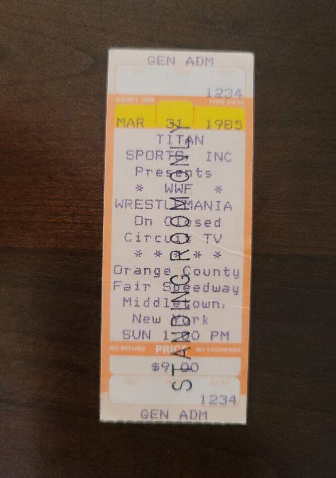 1985 WWF WWE Original Wrestlemania Ticket Stub Closed Circuit Viewing ...