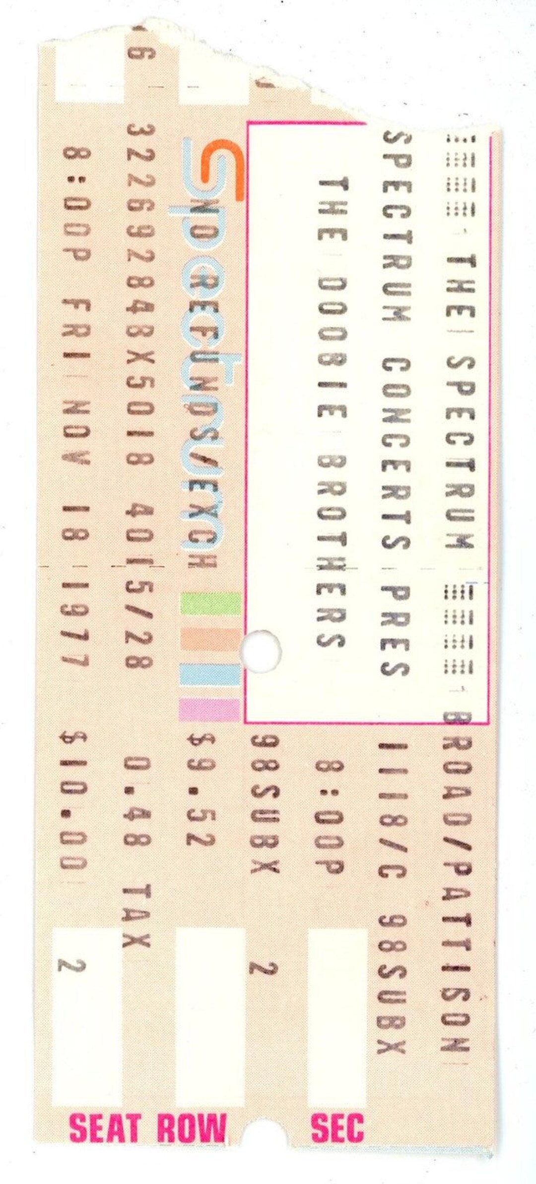The Doobie Brothers Vintage Concert Ticket Stub the Spectrum ...