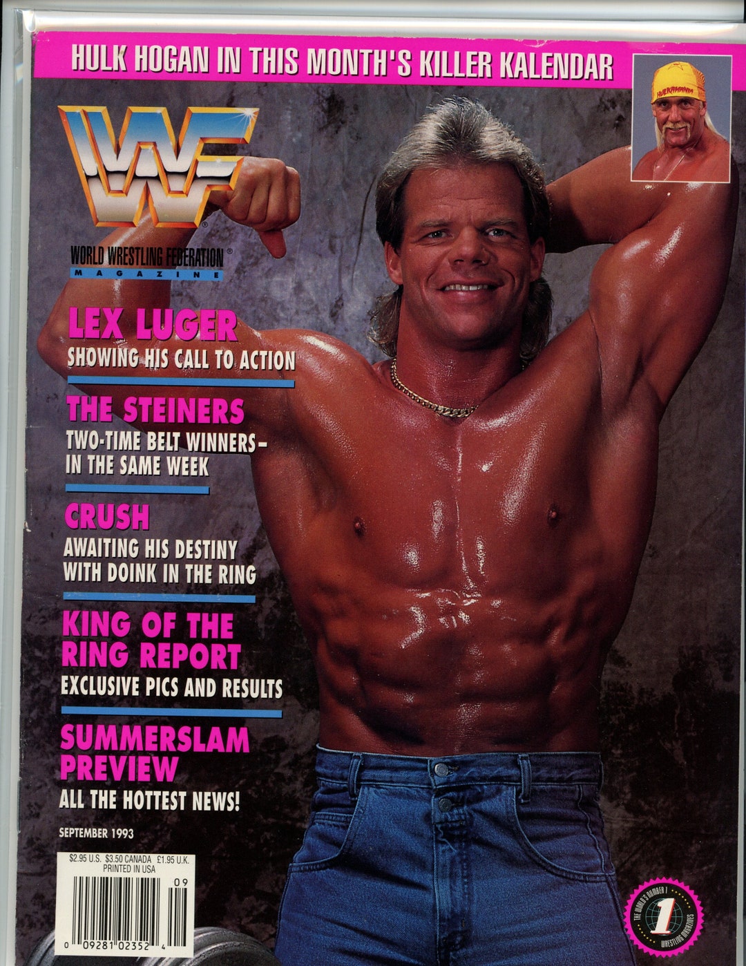 WWF WWE Wrestling Magazine september,1993 Lex Luger, Hulk Hogan - Etsy