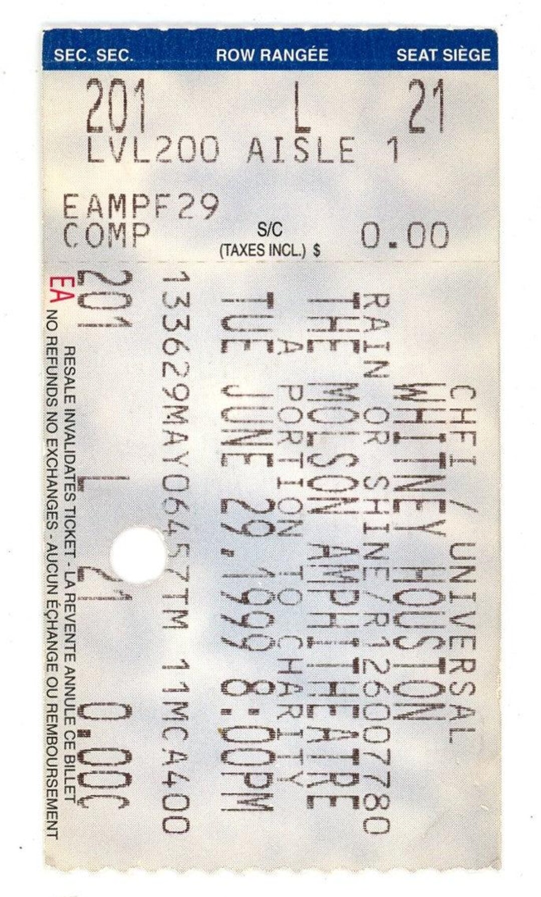 Whitney Houston Vintage Concert Ticket Stub Molson Amphitheatre ...