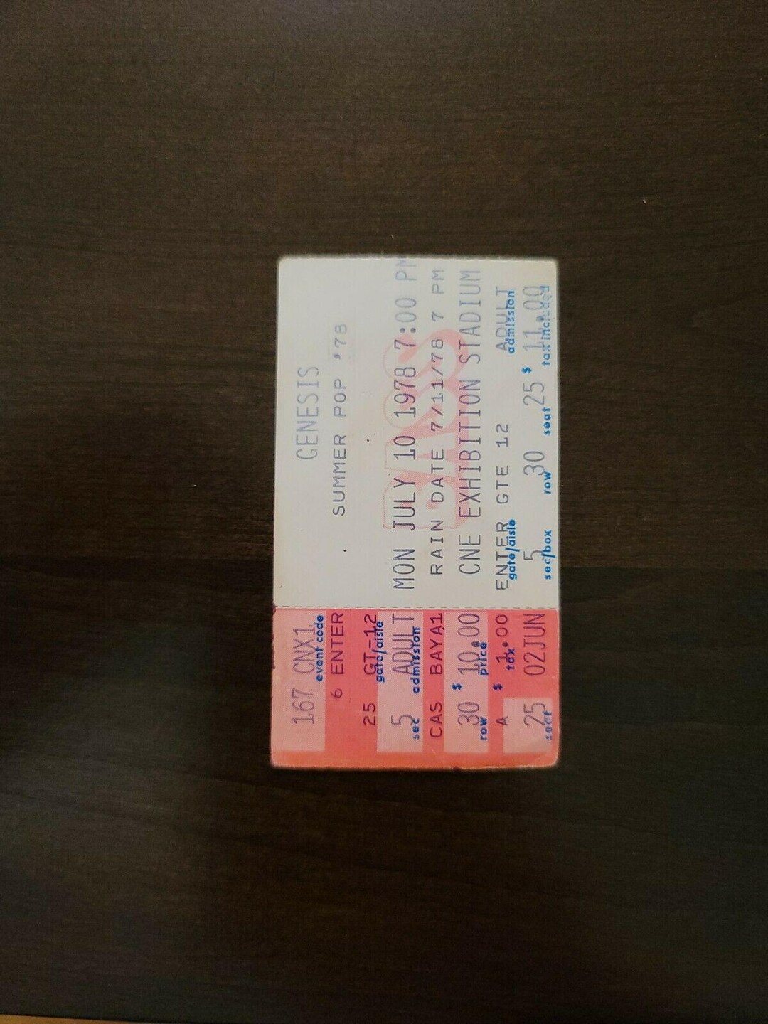 Genesis 1978, Toronto Exhibition Stadium Original Concert Ticket Stub ...