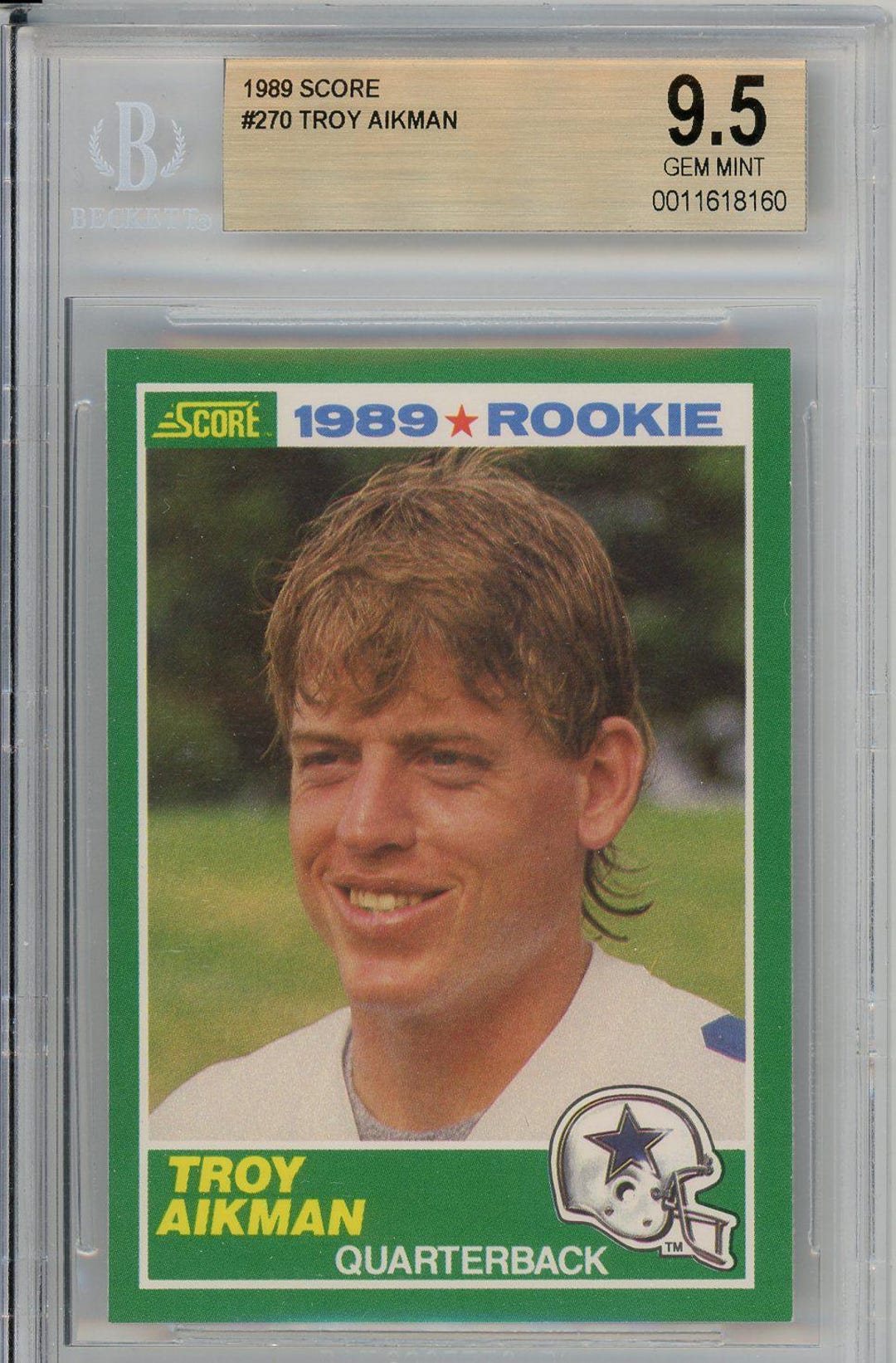 1989 Score Troy Aikman 270 Graded Rookie Card BGS 9.5 - Etsy
