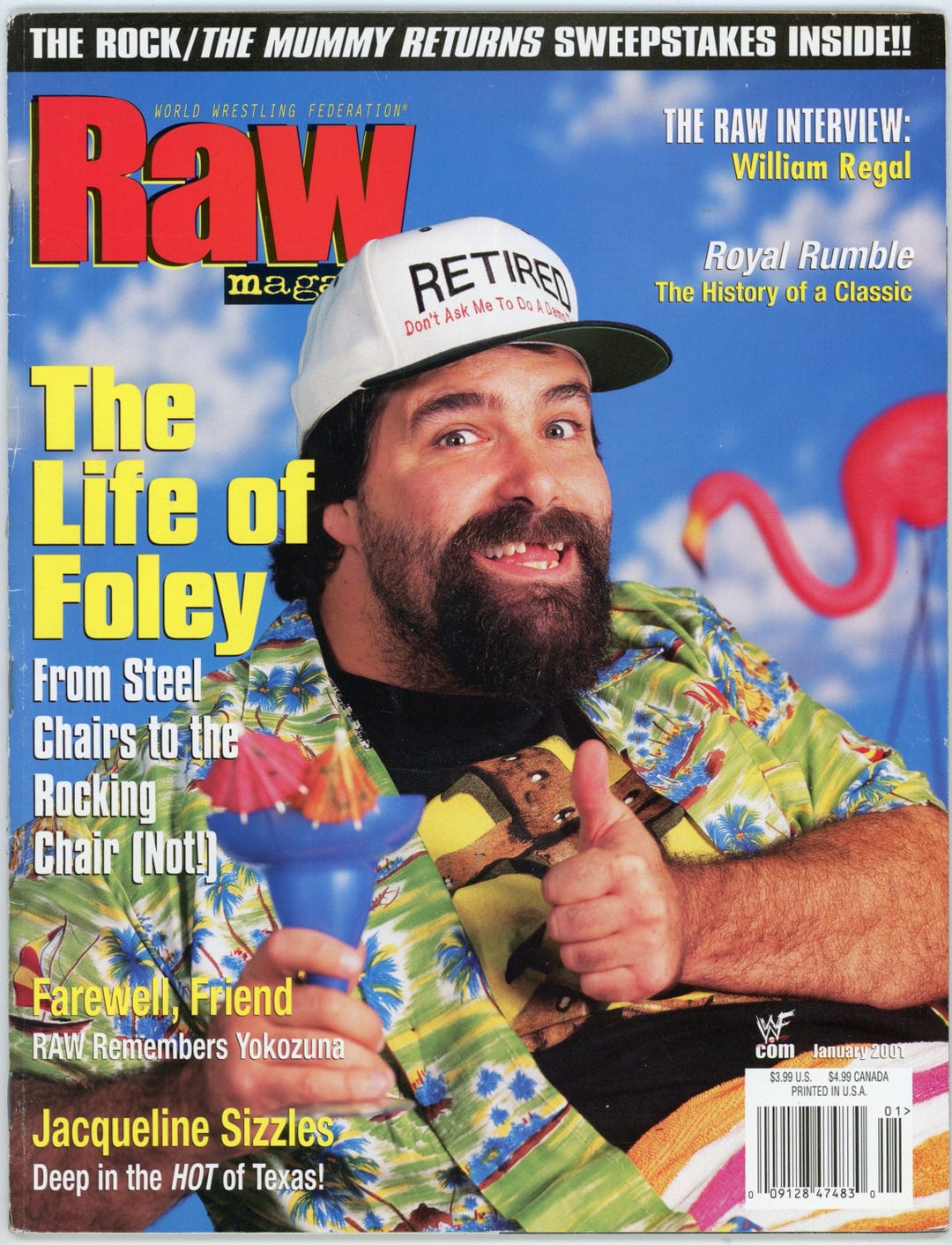 WWF WWE Raw Vintage Wrestling Magazine (january 2001) Mick Foley Cover ...