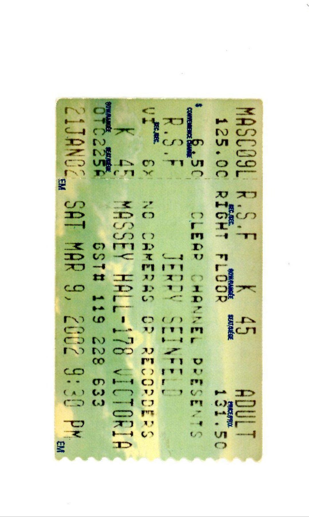 Original Jerry Seinfeld Vintage Concert Ticket Stub Massey Hall ...