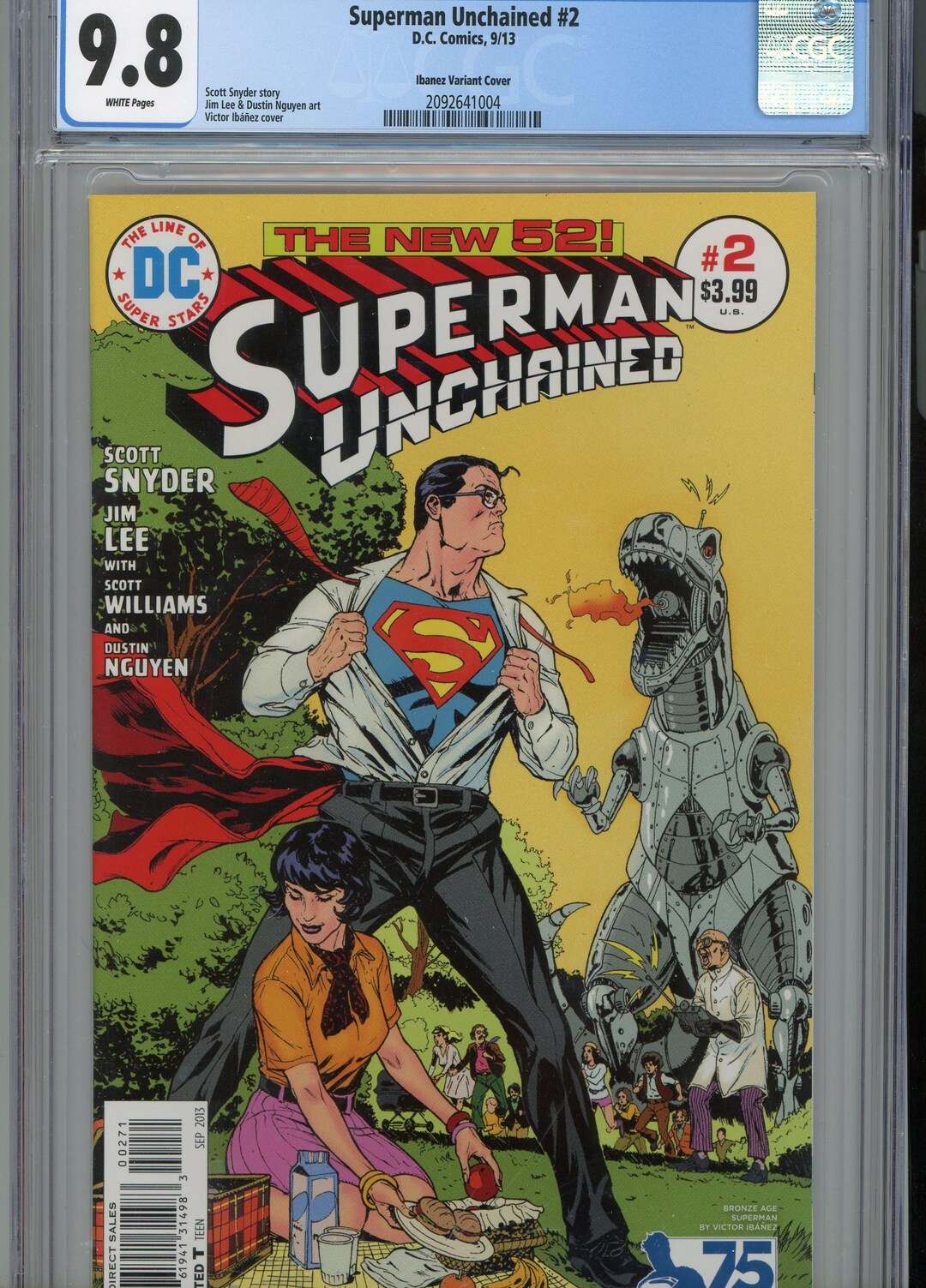 2013 Superman Unchained #2 Graded Comic Book Victor Ibanez Cover CGC 9. ...