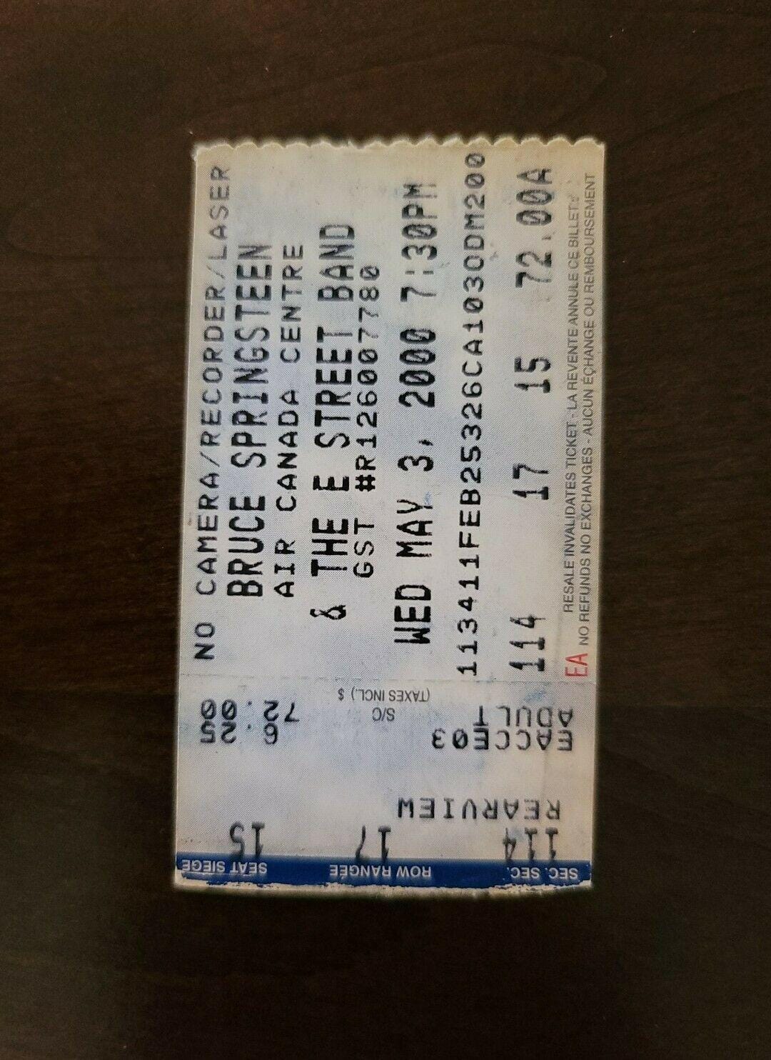 Bruce Springsteen 2000, Air Canada Centre Toronto Original Concert ...