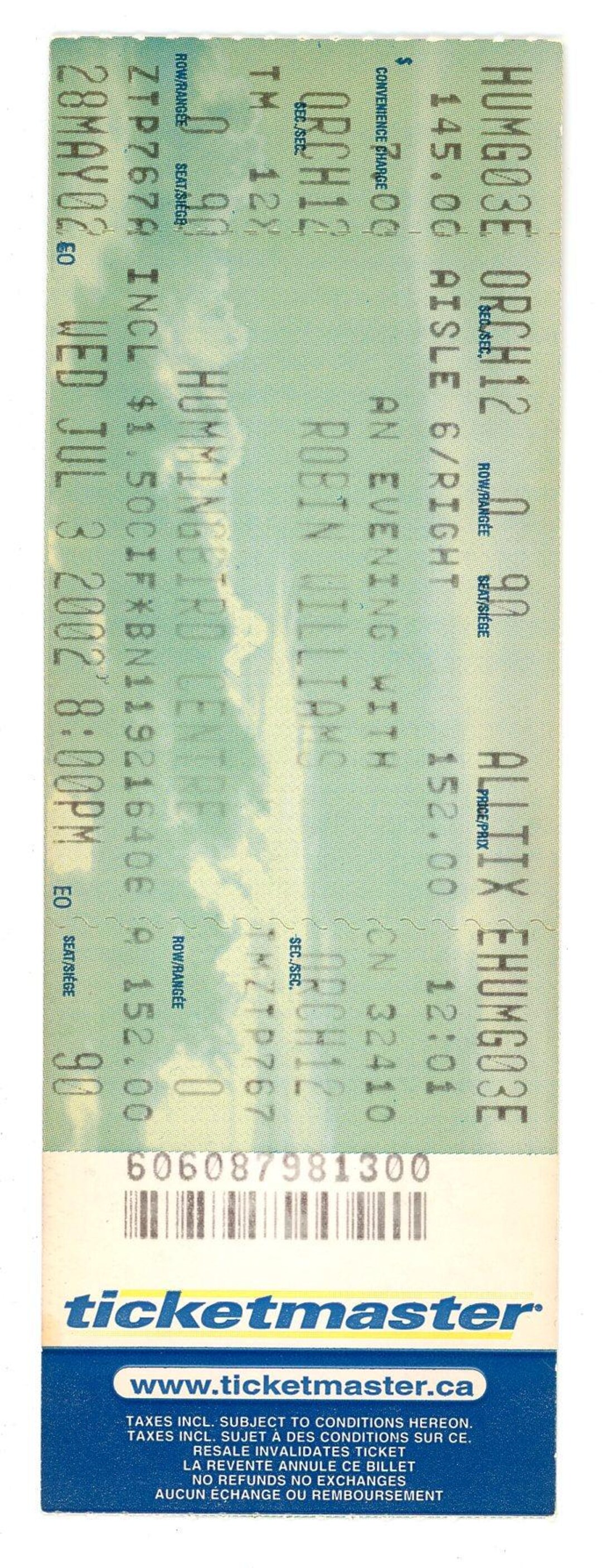 An Evening With Robin Williams Vintage Ticket Hummingbird Centre ...