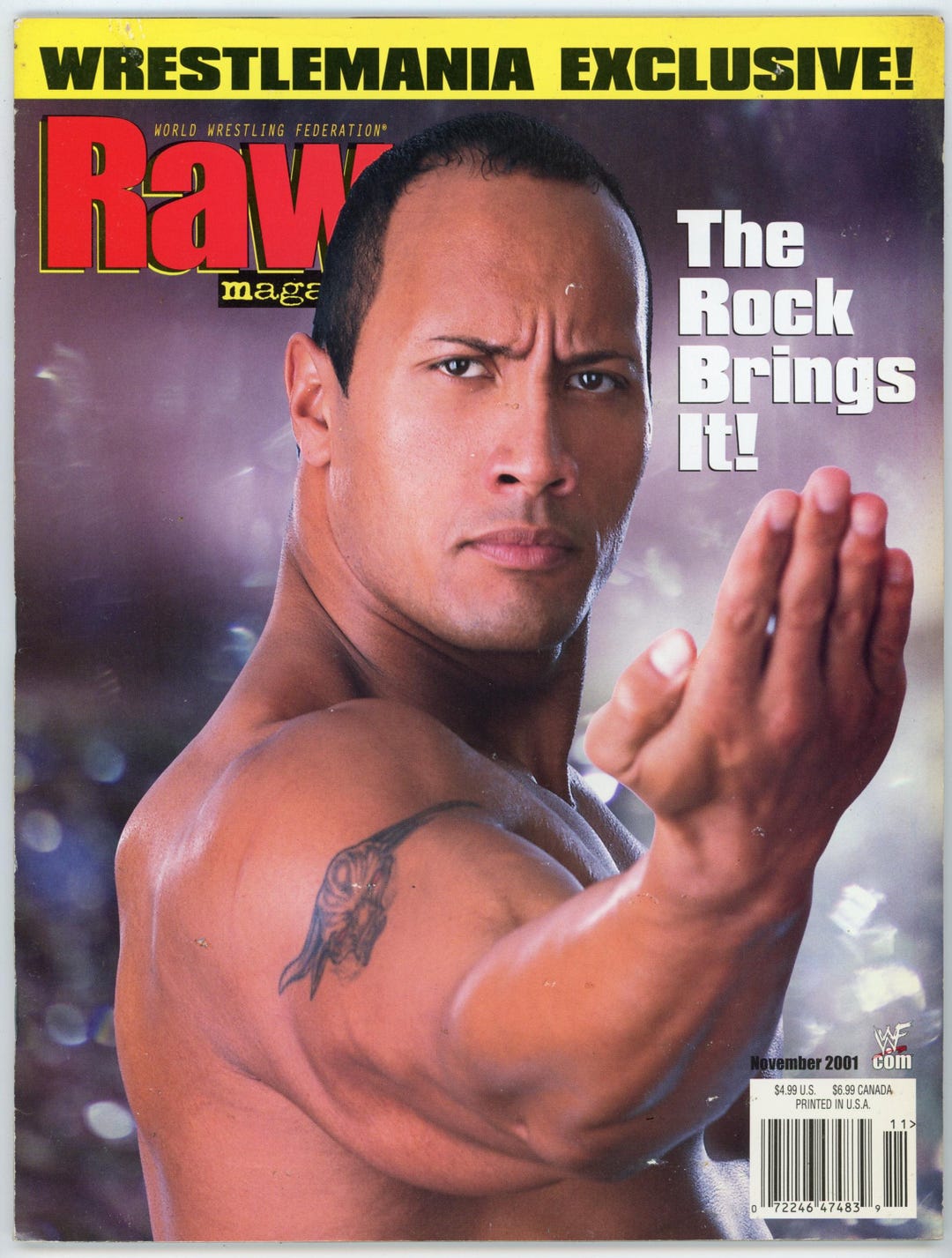 WWF WWE Raw Wrestling Magazine (november 2001) the Rock Cover - Etsy