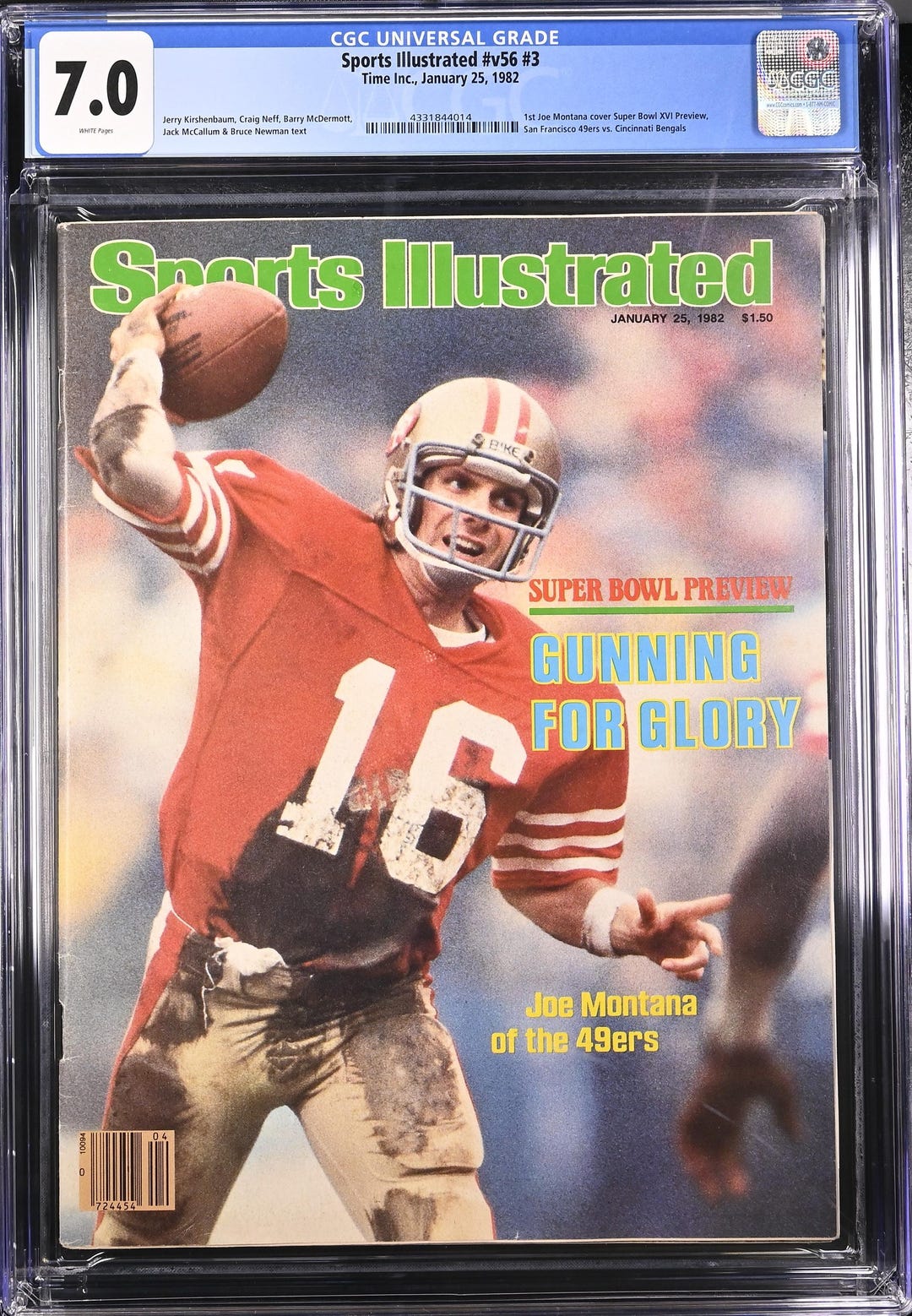 1982 Sports Illustrated Magazine Graded CGC 7.0 1st Joe Montana Cover ...