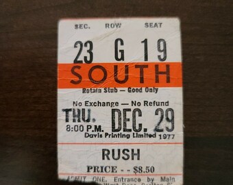 Rush Ticket Stub - Etsy