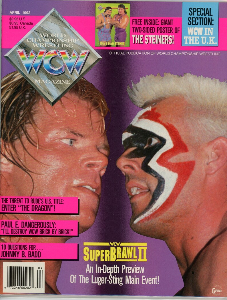 Original WCW Wrestling Magazine april 1992 Sting Lex Luger - Etsy
