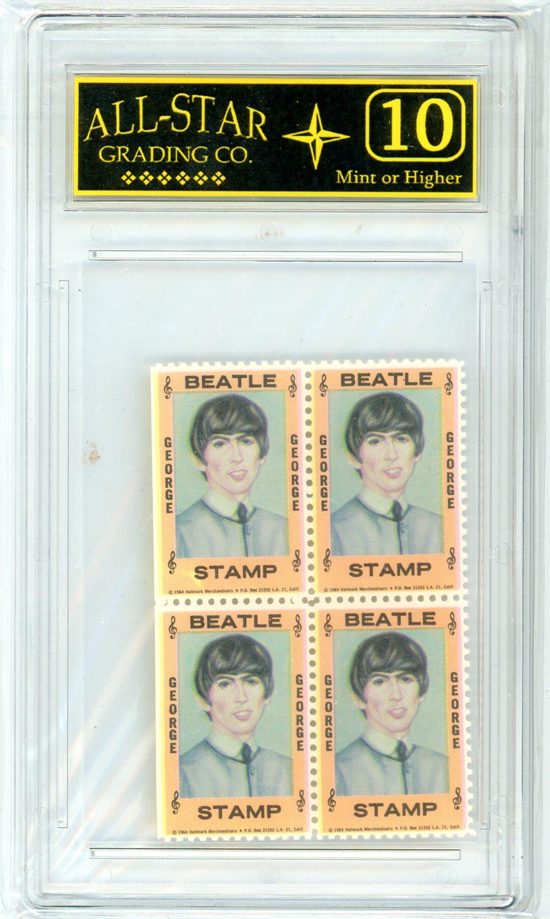 1964 the Beatles George Harrison Stamp Block Graded ASG 10 - Etsy