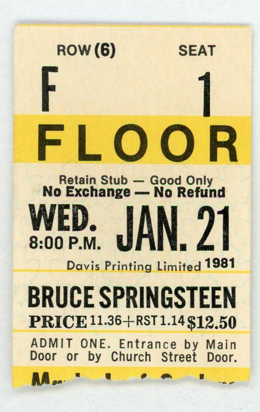 Bruce Springsteen Vintage Concert Ticket Maple Leaf Gardens (toronto ...