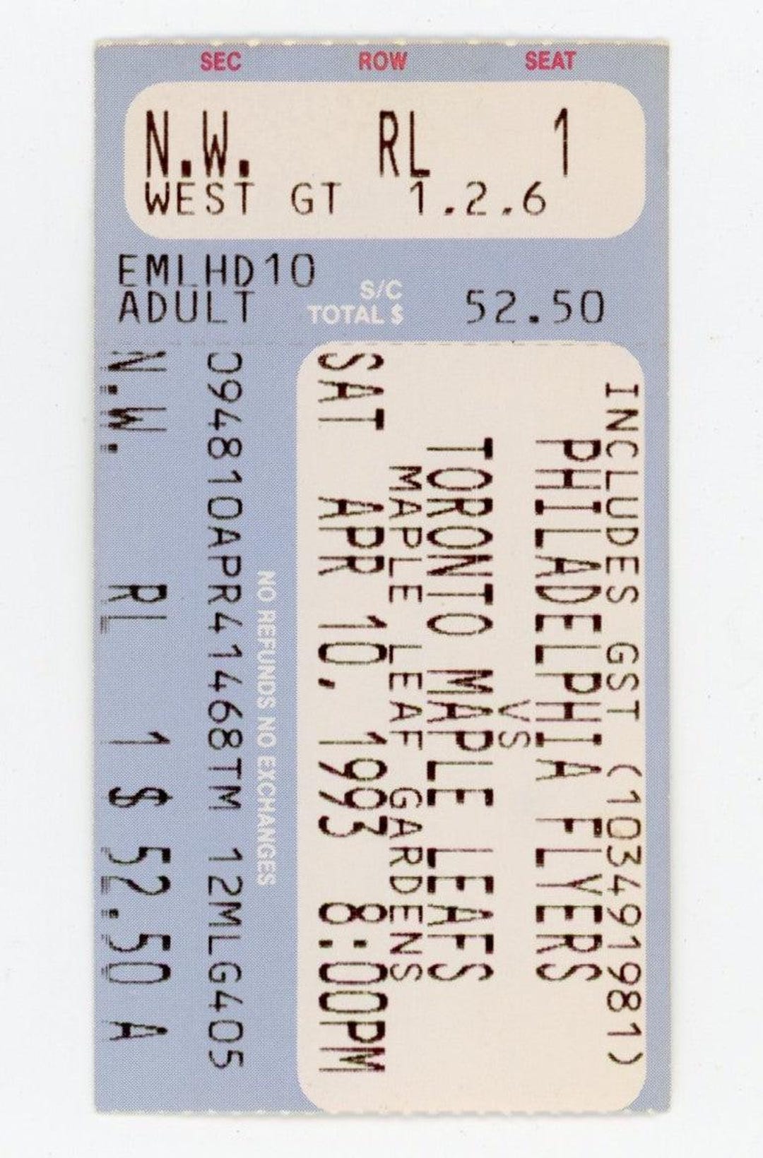 Philadelphia Flyers Vs. Toronto Vintage Ticket Stub Maple Leaf Gardens ...