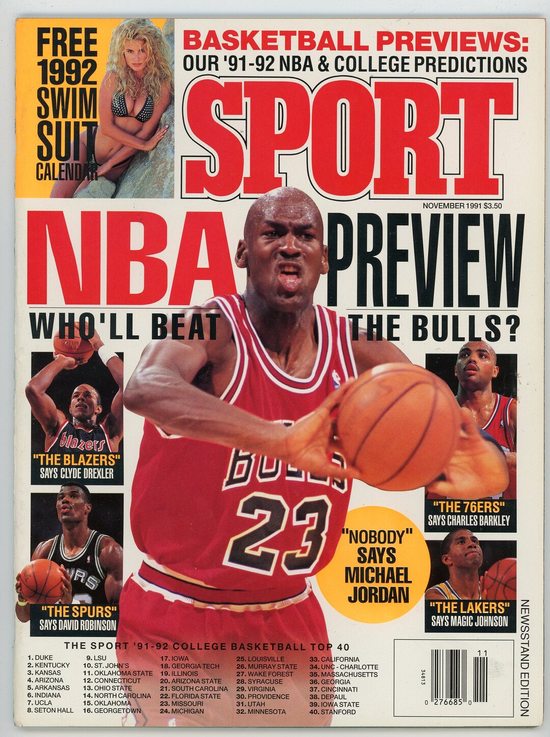 Vintage Sport Magazine NBA Preview november, 1991 Michael Jordan - Etsy