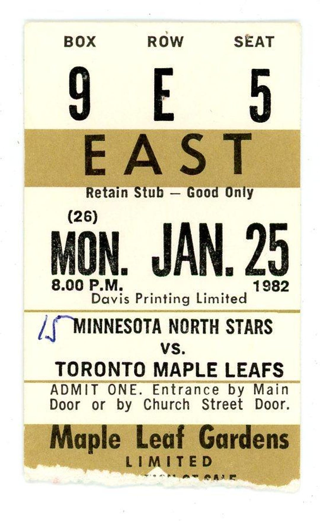 Minnesota North Stars Vs. Toronto Maple Leafs Vintage Ticket Maple Leaf ...