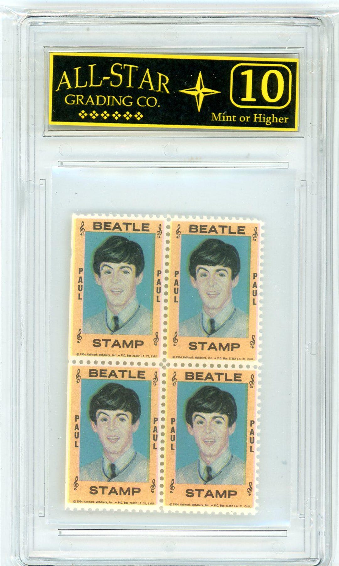1964 the Beatles Paul Mccartney Stamp Block Graded ASG 10 - Etsy