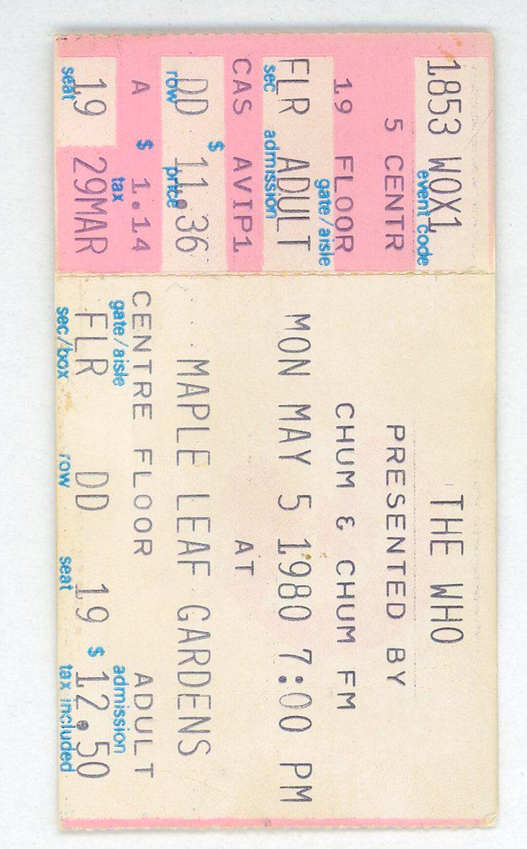 The Who Vintage Concert Ticket Maple Leaf Gardens (toronto, 1980) - Etsy