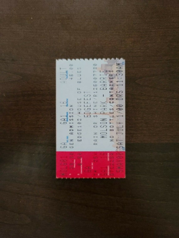 Edgefest 2000 Barrie Molson Park Original Concert Ticket Stub | Etsy
