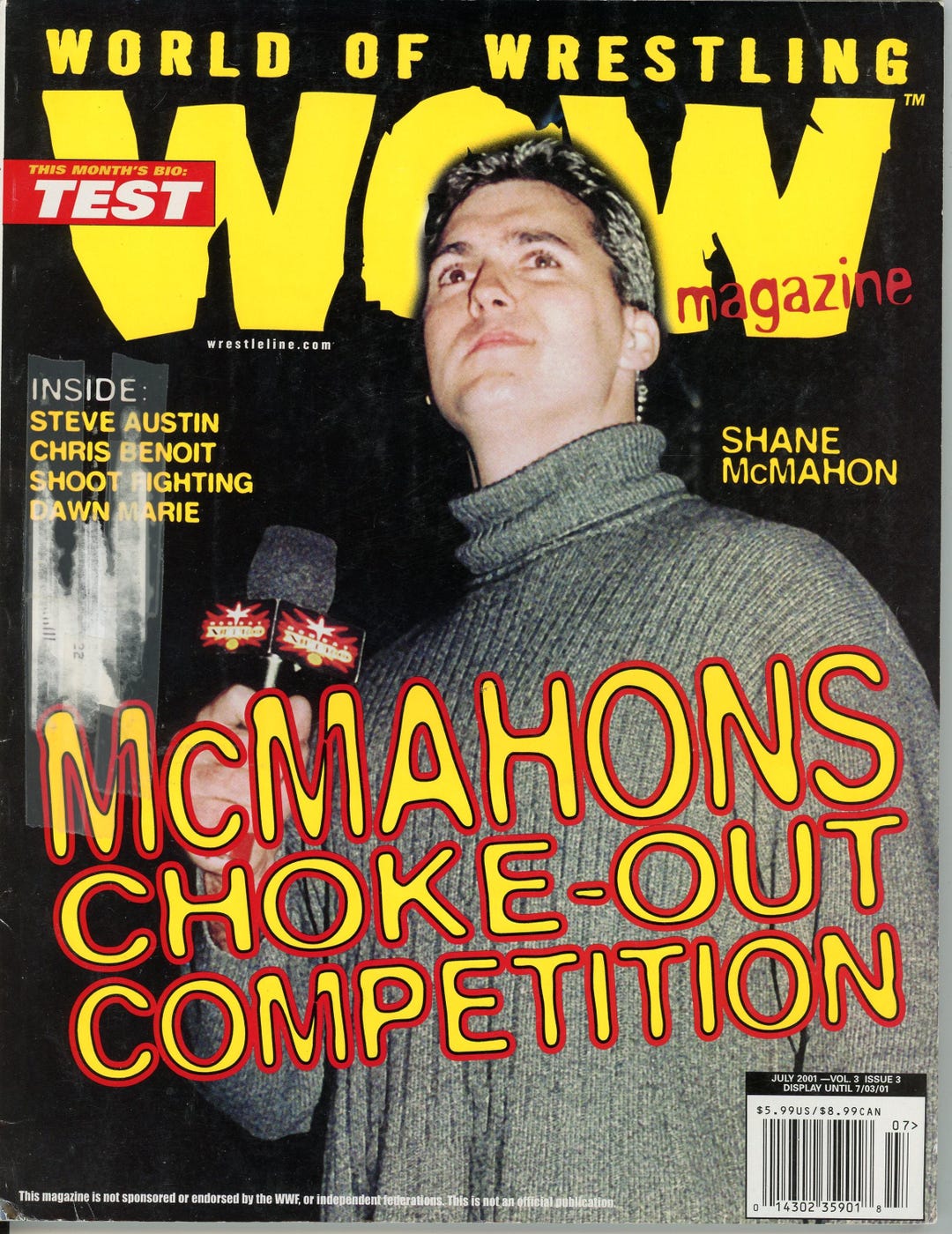 World of Wrestling Vintage Magazine july 2001 Shane Mcmahon - Etsy