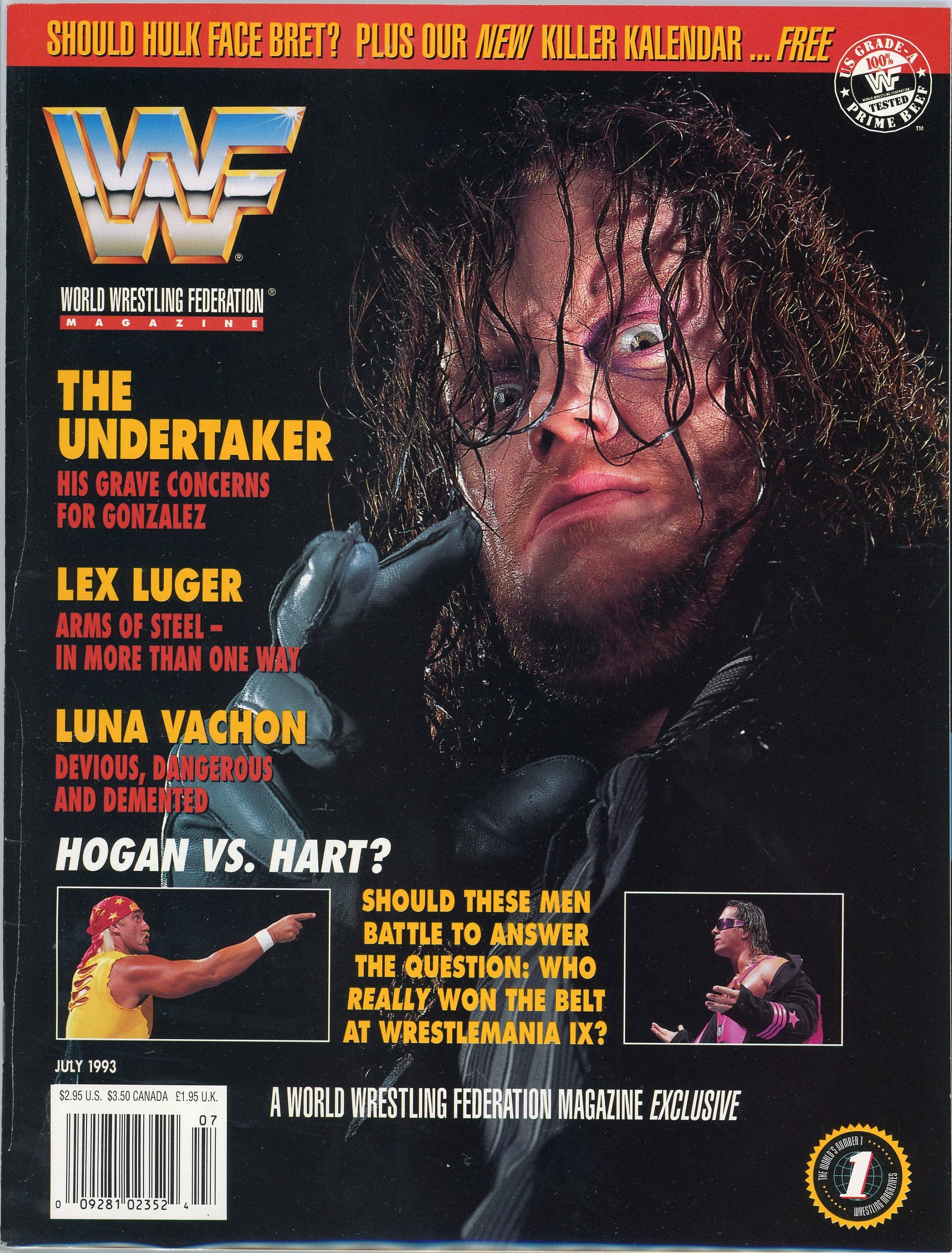 Original WWF WWE Wrestling Magazine july 1993 Undertaker, Hart Vs Hogan ...