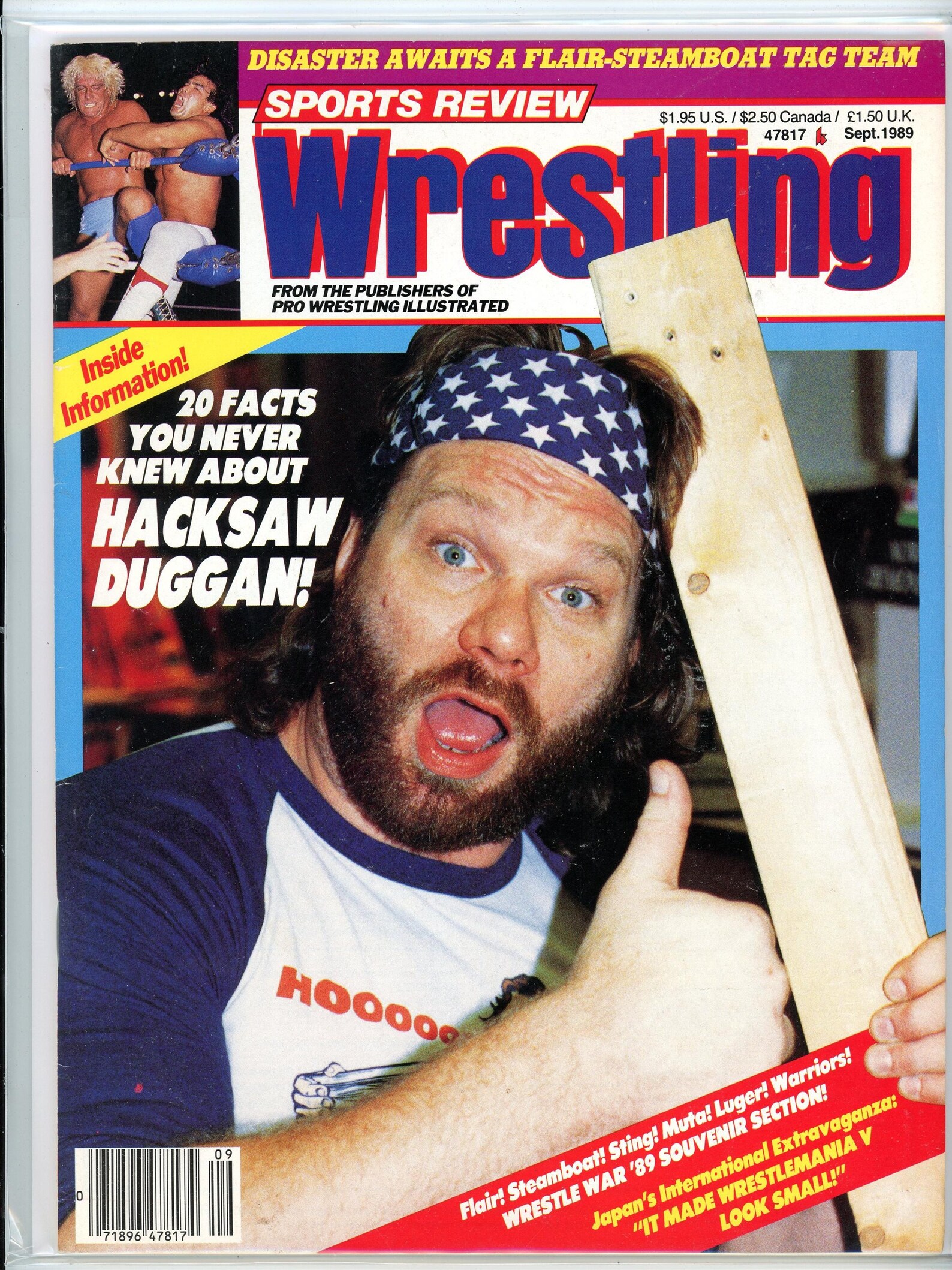 PWI Sports Review Wrestling Vintage Magazine september, 1989 hacksaw ...