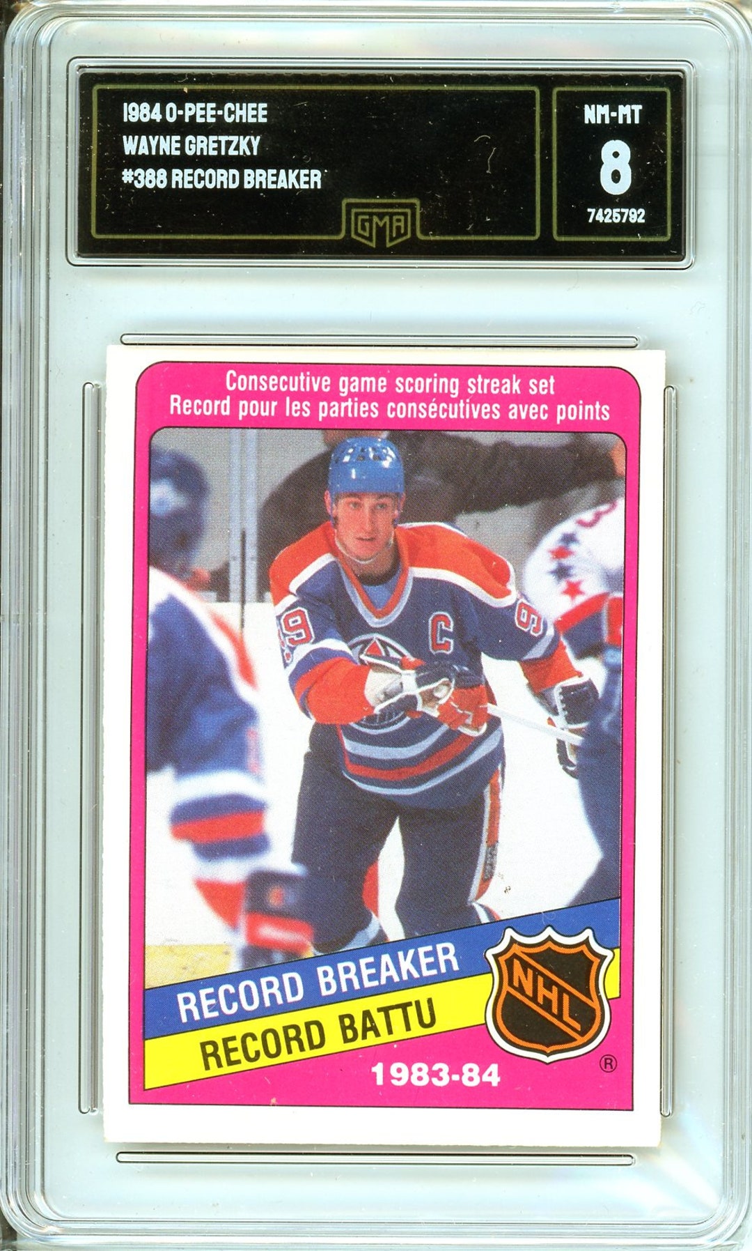 1984 OPC Wayne Gretzky 388 Record Breaker Card GMA 8 - Etsy