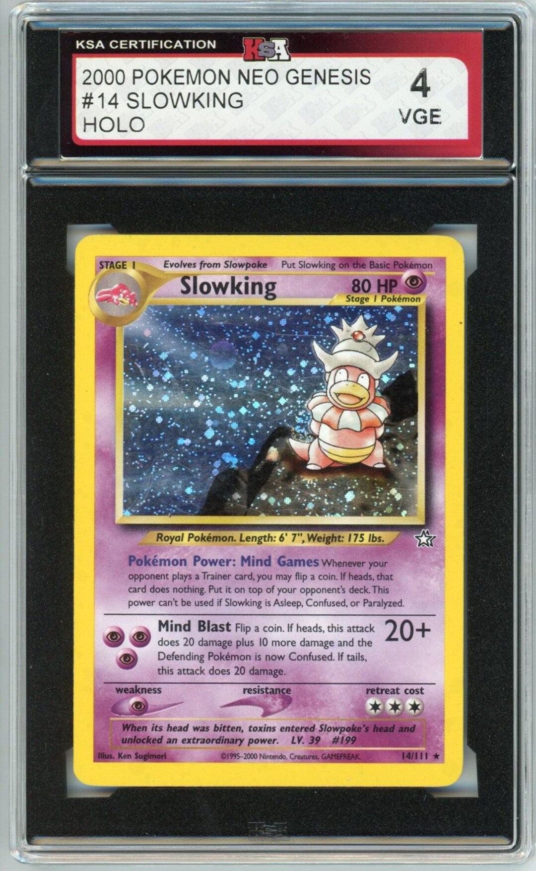Carta holográfica de Slowking de Pokémon Neo Génesis 2000, n.° 14, KSA ...
